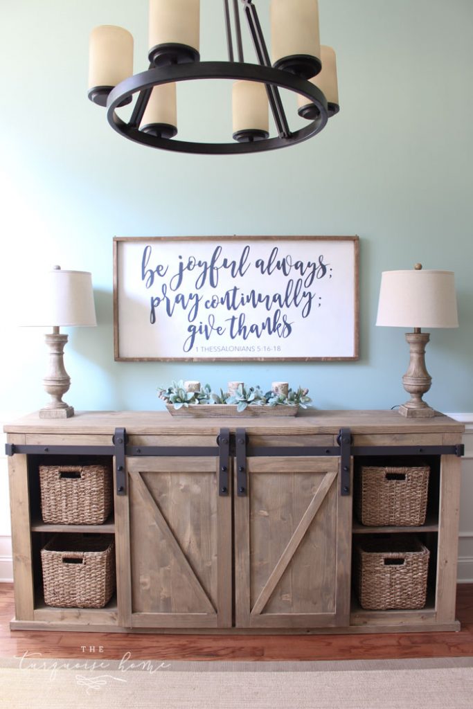 DIY Farmhouse Media Console Table | The Turquoise Home