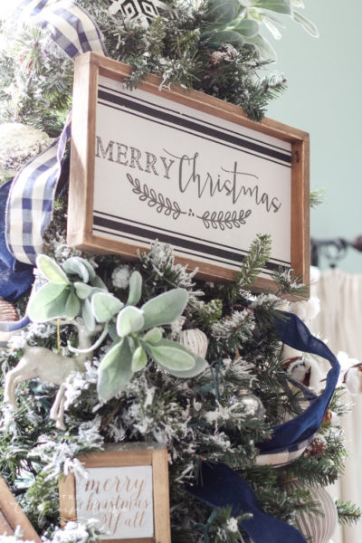 A Navy & Green Farmhouse Christmas Tree - The Turquoise Home