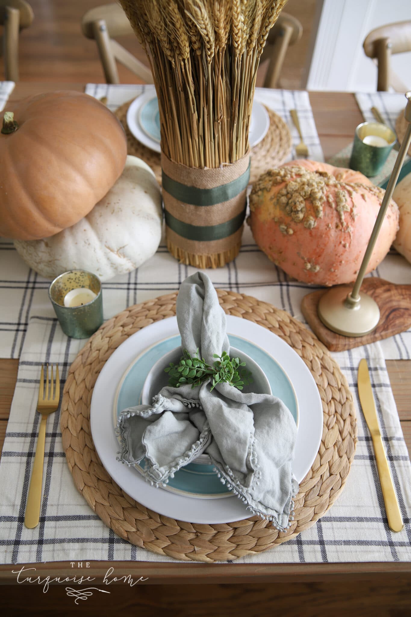 Dough Bowl & Pumpkin Fall Centerpiece - The Turquoise Home
