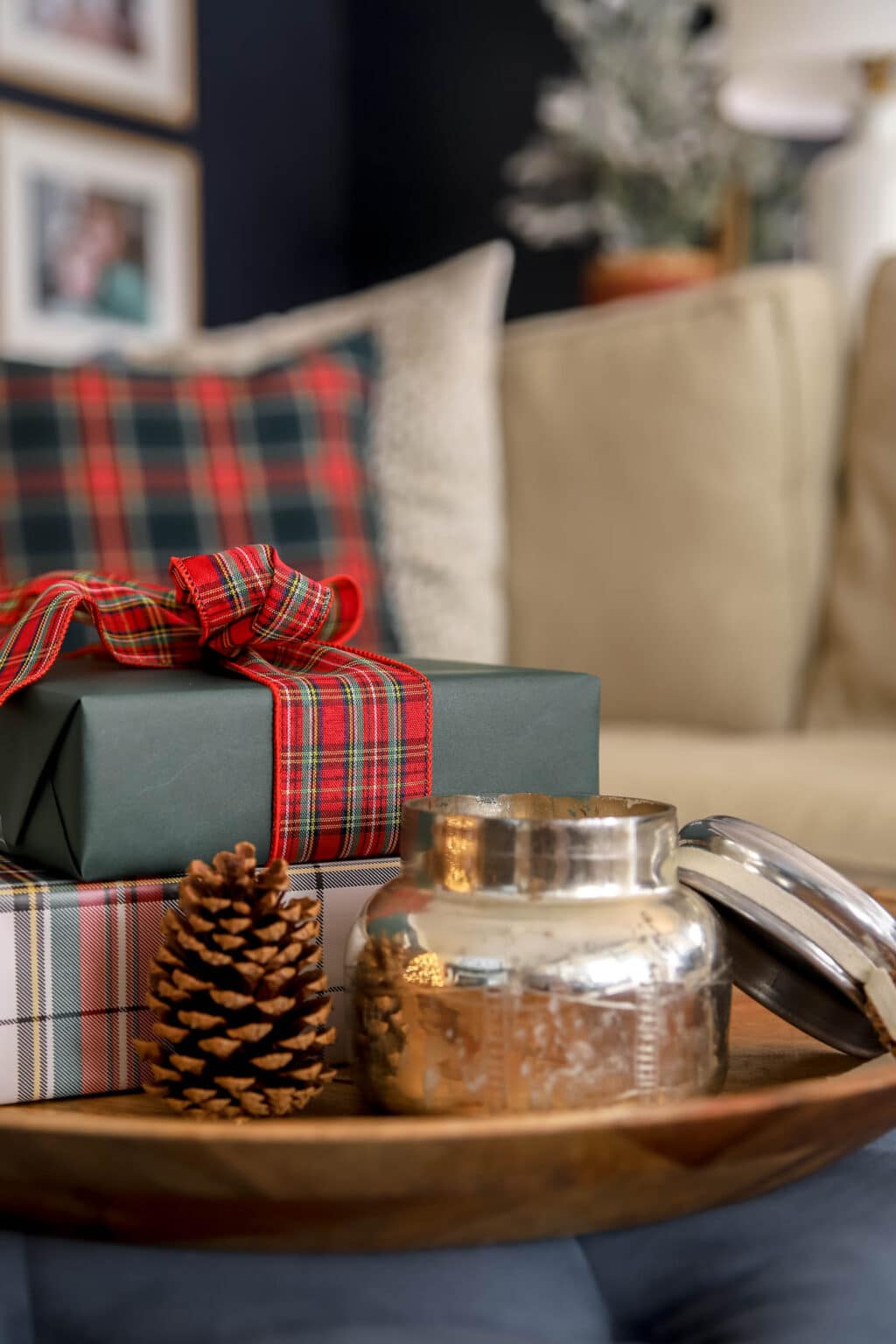 Traditional Plaid Christmas Living Room Decor - The Turquoise Home